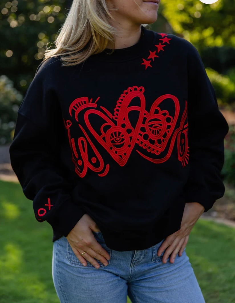 “Woof” Black Crewneck – Roots & Wings Boutique