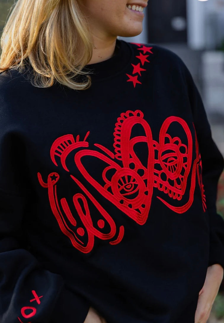 “Woof” Black Crewneck – Roots & Wings Boutique